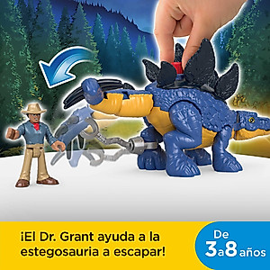 Fisher-Price Imaginext Jurassic World Dinosaur Toy Stegosaurus & Dr. Alan Grant Figure Set for Pretend Play Preschool Kids Ages 3+ Years