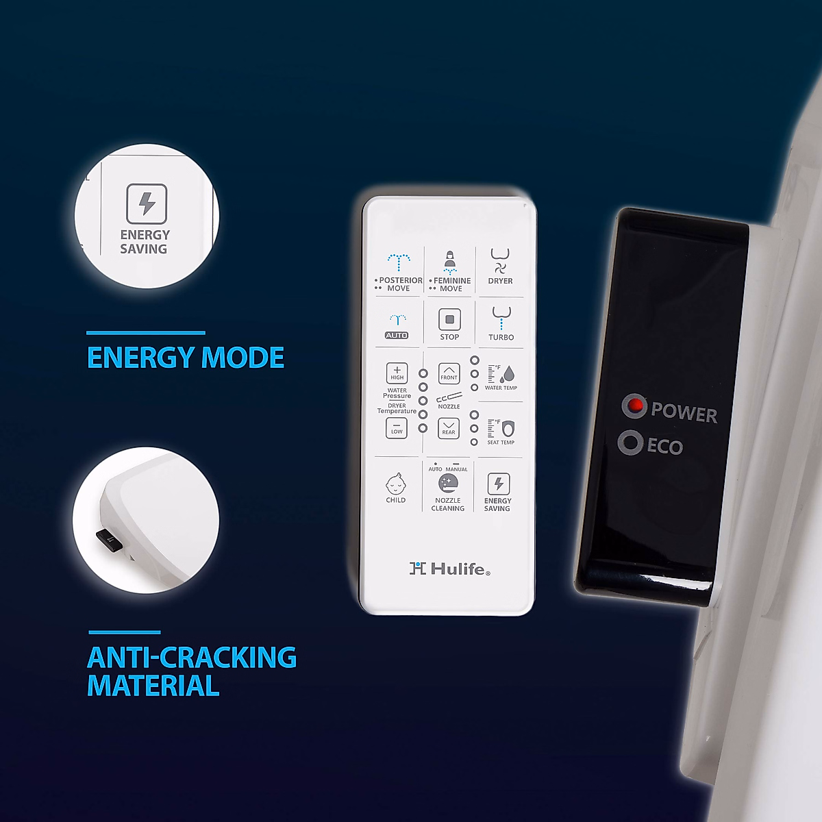 Hulife Electric Bidet Seat for Elongated Toilet with Unlimited Heated Water, Heated Seat, Warm Air Dryer, Wireless Remote Control