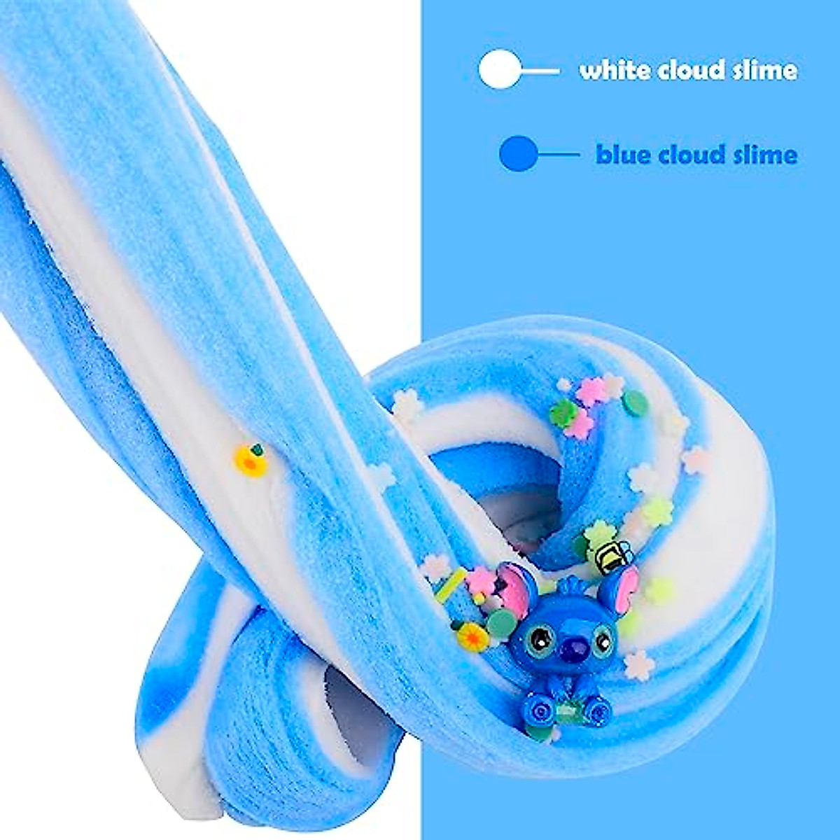 2 Pack Cloud Slime Kit with Blue and Cherry Charms, Scented DIY Slime Supplies for Girls and Boys, Party Favors Stress Relief Slime Toys for Kids Education Birthday Gift.