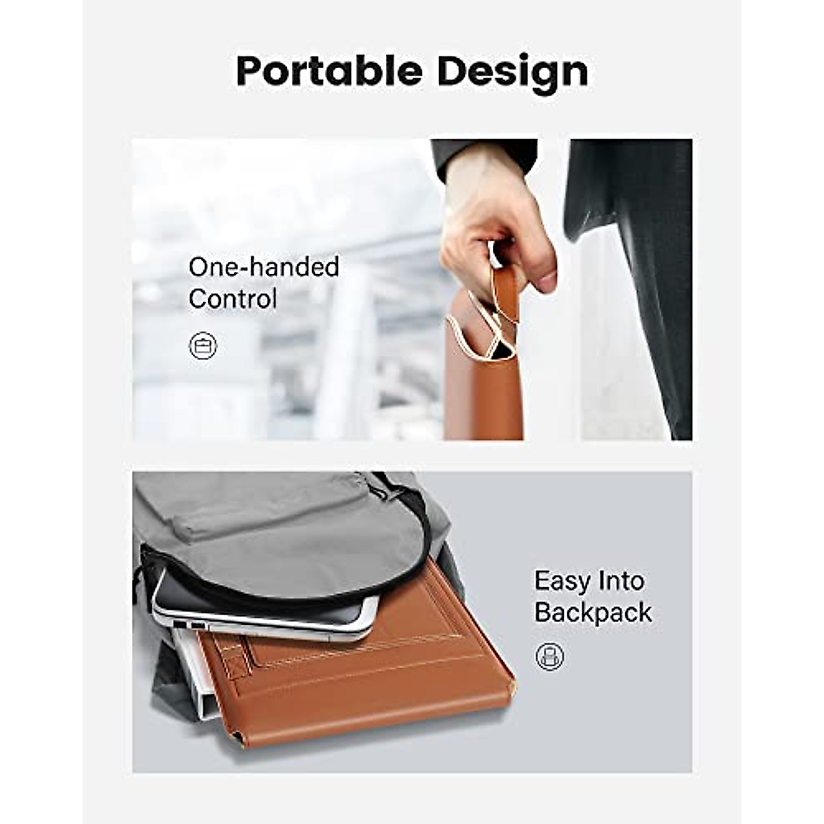 Soqool Laptop Stand for Desk, Compatible with 14inch MacBook Air Leather Stand Sleeve, Portable Laptop Stand Compatible with 13/13.3/14 Inch MacBook Pro/MacBook Air Foldable Laptop Stand Cover Sleeve