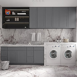 LOVMOR 30" Bathroom Vanity, Kitchen Base Cabinet, Single Sink Storage Unit, Pedestal Sink Storage Cabinet, Large Capacity for Laundry Room, Kitchen, Shower Room & Utility Room