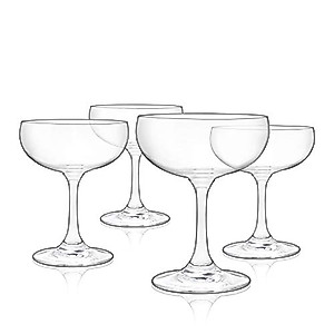 True Coupe Glasses Martini Daiquiri Manhattan Cocktail Barware Glass, Clear ,4 Count (Pack of 1)