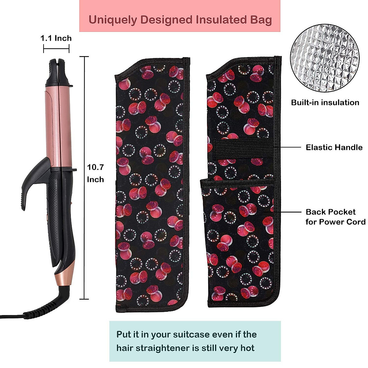 2 in 1 Travel Curling Flat Iron Dual Voltage Mini Hair Straightener and Curler with 1 Inch Rose Gold Ceramic PTC Plate (Gold)