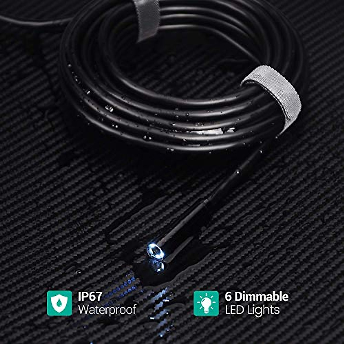 USB Endoscope Camera, DEPSTECH 720P IP67 Waterproof Borescope, 5.5mm Snake Inspection Camera, Type-C Scope Camera with 16.5ft Semi-Rigid Cable, 6 LED Lights, Compatible with OTG Android Phone, PC