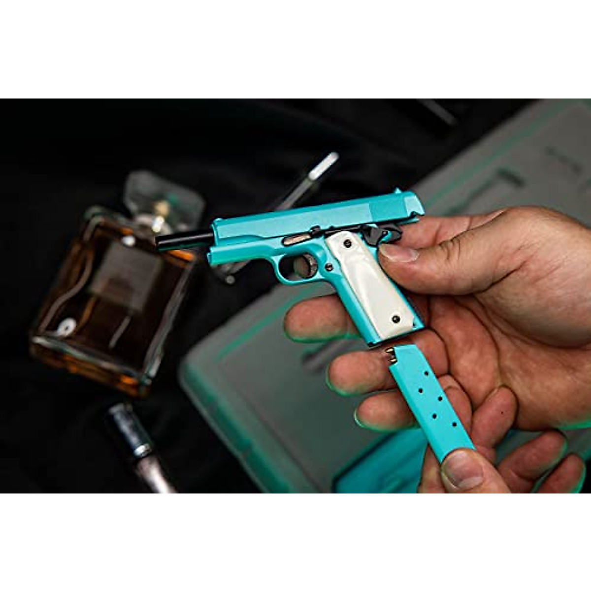 GoatGuns Miniature 1911 Historical Model Tiffany Blue | 1:2.5 Scale Diecast Metal Build Kit