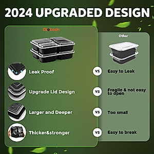 Meal Prep Containers Reusable【3 Compartment 34oz】50 Pack Food Prep Containers with Lids, Disposable To Go Containers, Plastic Food Storage Containers with Lids For Lunch/Deli/Takeout/Leftover