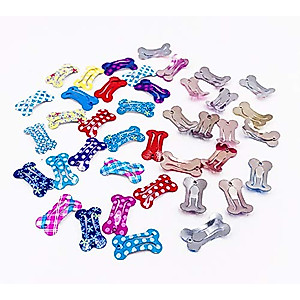 PET SHOW Cute 1" Small Bone Snap Hair Clips Pet Grooming Products Dog Cat Puppy Hair Accessories Random Color Pack of 20