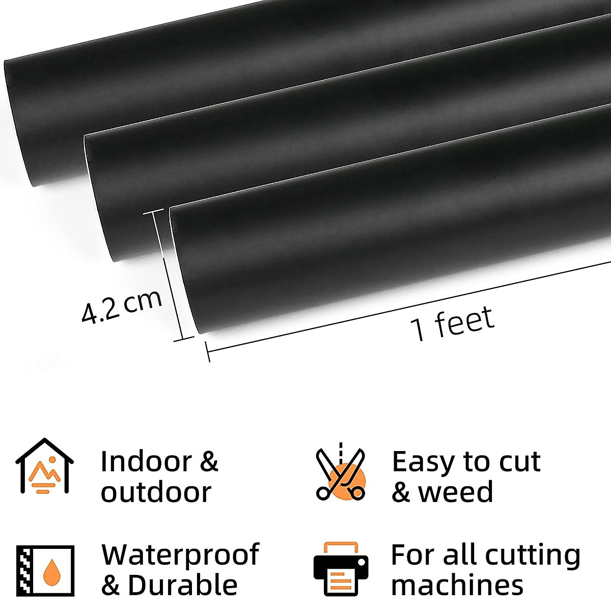 Prime Vinyl Matte Black Permanent Vinyl Roll, 12" x 10 Ft Matte Black Vinyl for Cricut- Self Adhesive Vinyl for Silhouette Cameo, Decor Sticker, Cutting Machine, Home Decal