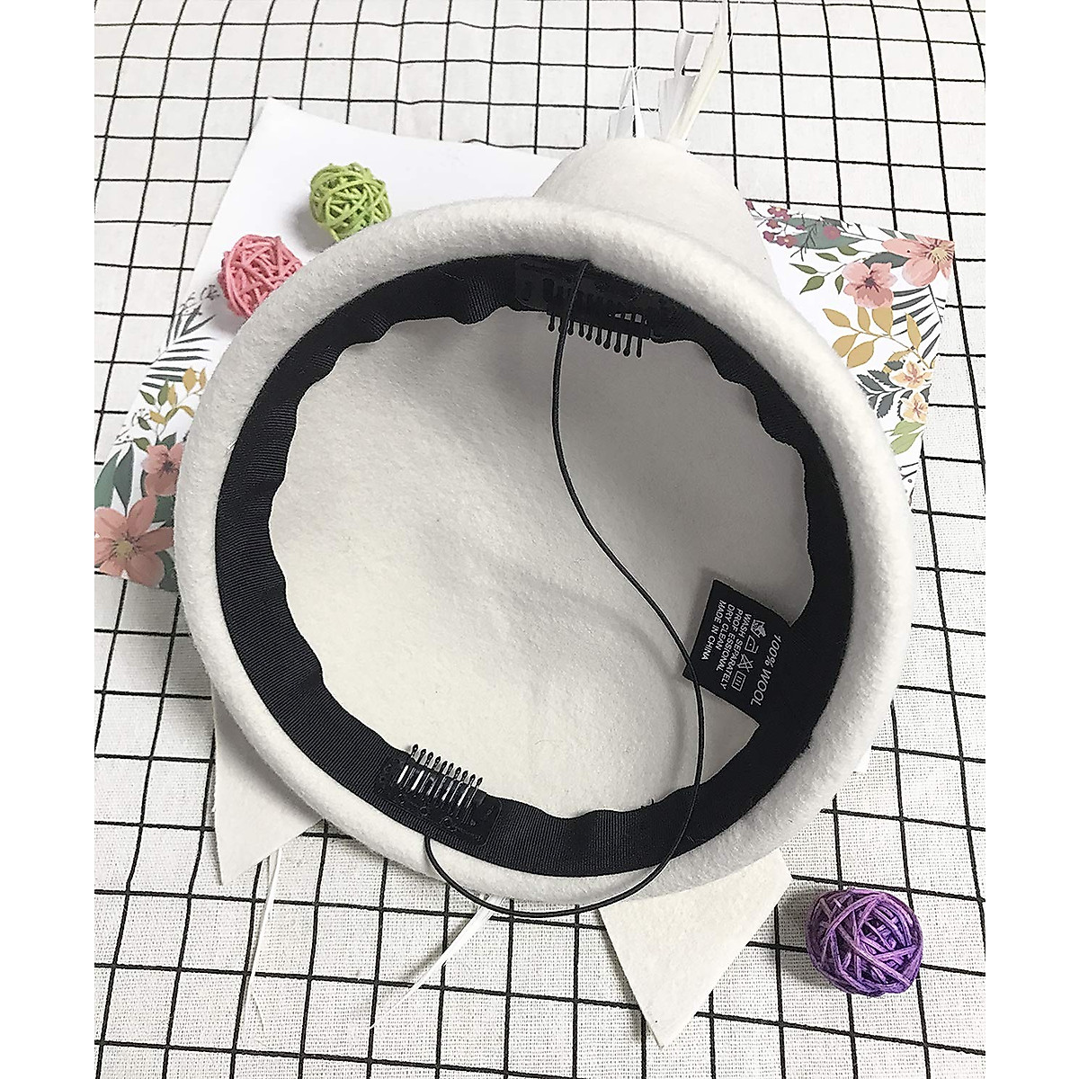 Z&X Wool Felt Fascinator Winter Women Elegant Pillbox Hat Bowknot Kentucky Derby Church Hat Retro Fedoras White