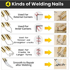 Upgraded Version 100W Hot Stapler Gun,Plastic Welder Machine for Car Bumper Repair, Plastic Weliding Repair Kit, Bumper Crack Repair Kit with Plier Include 4 Types Hot Wave Flat Staples (Yellow)
