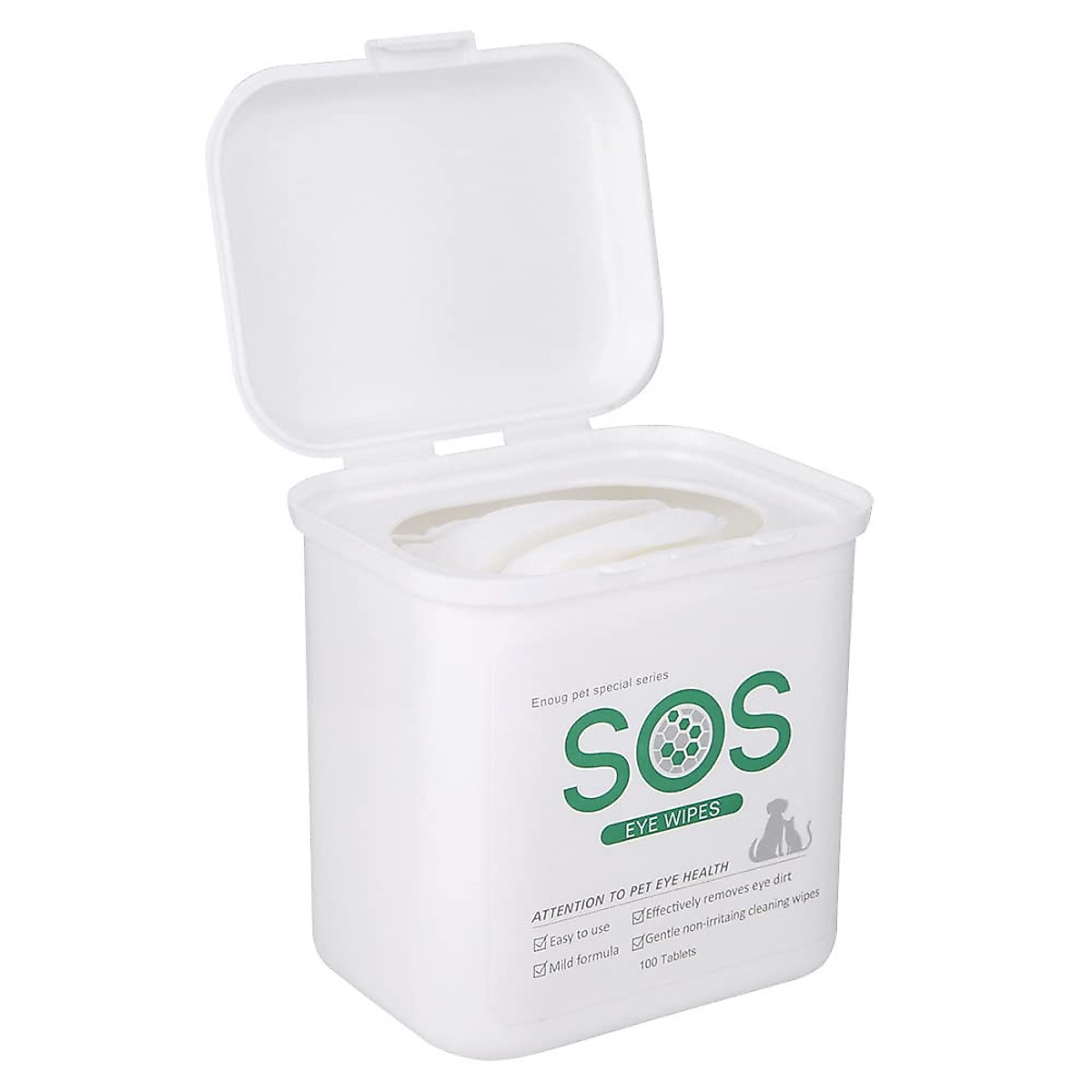 100Pcs Cat and Dog Eye Wash Wipes - 3.35 * 2.95in Pet Cleaning Grooming Deodorizing Wipes for Cat Dog Tear Stain Remover, Relief Allergies Symptoms, Runny, Dry Eyes