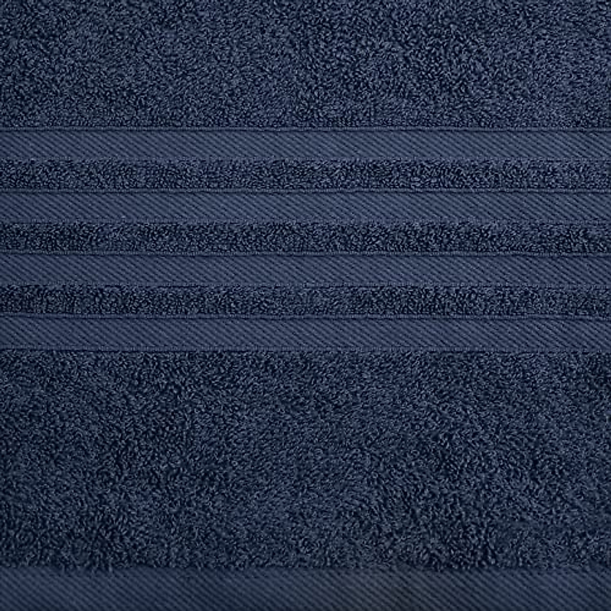 White Classic 12 Piece Bath Towel Set for Bathroom - Wealuxe Collection 2 Bath Towels, 4 Hand Towels, 6 Washcloths 100% Cotton Soft and Plush Highly Absorbent, Soft Towel for Hotel & Spa - Navy