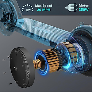 Caroma Electric Scooter Adults, 20 mph & 300 lbs, 350W Motor, 20 Miles Range & 20 Mph, 9" Solid Tires, Folding Motorized Scooter for Adults, App Control