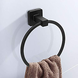 Matte Black Bathroom Hardware Set 4 Pieces,Towel Bar Set Includes 17In Hand Towel Bar, Towel Ring, Robe Towel Hooks,Toilet Paper Holder, Bathroom Towel Rack Set