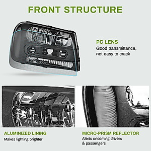 AUTOSAVER88 Headlight Assembly Compatible with 2002-2009 Trailblazer Replacement Black Housing Headlamp(Except Compatible with 2006-2009 LT models Pair)
