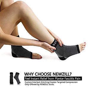 NEWZILL Plantar Fasciitis Socks with Arch Support, BEST 24/7 Foot Care Compression Sleeve, Eases Swelling & Heel Spurs, Ankle Brace Support, Increases Circulation (XXL, Black)