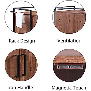 unipaws Cat Litter Box Enclosure with Metal Frame, Privacy Cat Washroom Bench, Litter Box Hidden, Pet Crate with Iron and Wood Sturdy Structure, Cat House Nightstand