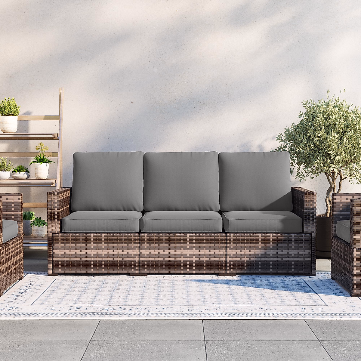 ZJEYEJZ Outdoor Chair Cushion Set, Thickened 24 x 24 x 5 Inch Patio Furniture Cushions, Waterproof & Fade Resistant Outdoor Seat Cushions with Ties for Chair Sofa Couch (Dark Gray)