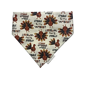 Shark Dog Co | Gobble 'til You Wobble | Slip-on, Scrunchie Dog Bandana | No Tying or Collar Necessary | Machine Washable (XL)
