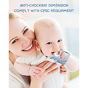 Teething Toys for Babies 0-6 Months, Never Drop Silicone Baby Teether, Hand Pacifier for Sucking Babies, Soothing Pain Relief, Best Chew Toy for Teething Baby, Teething Mitten for New Born - Blue
