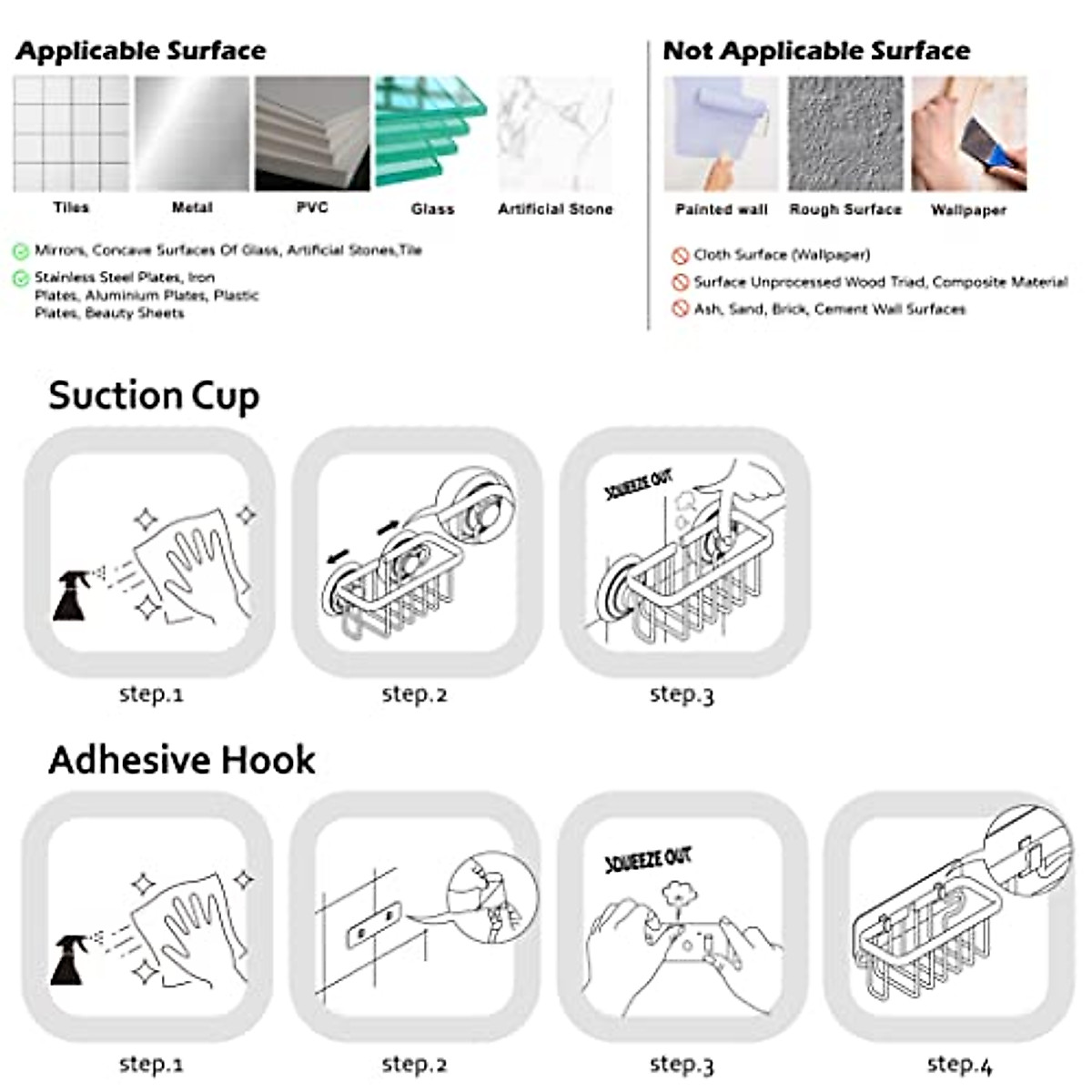 SunnyPoint NeverRust Kitchen Sink Suction Holder for Sponges, Scrubbers, Soap, Kitchen, Bathroom, 6"L x 2.36" W x 2.56"H , Aluminum (Mat Silver, Set of 1)