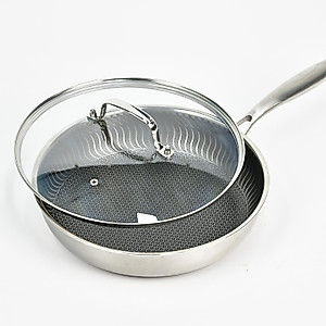 12 IN Glass Lid with Stainless Steel Handle for Frying Pan, Tempered Replacement Cover Compatible for All Cookware for Skillets, Round Cast Iron, Cast Aluminium, Stainless Steel Pans & Pots