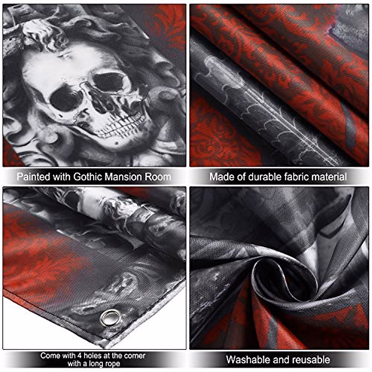 Sumind Halloween Gothic Backdrop Decoration Halloween Photography Background Gothic Mansion Room Scene Setters Banner Halloween Haunted House Party Decoration 72.8 x 43.3 Inch