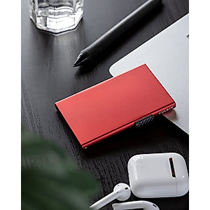 VULKIT Minimalist Credit Card Holder Pop Up Cards RFID Protection Slim Metal Wallet