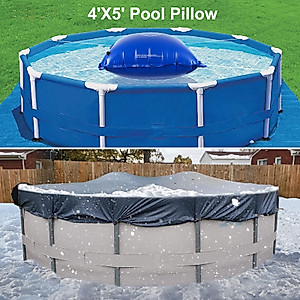 FineBud 4’x5’ Pool Pillows for Above Ground Pool, Winter Pool Pillow Extra Durable 0.4 mm, Pool Air Pillow Super Strong & Cold Resistant, Pool Cover Air Pillow Easy Centering, Rope Included(55ft)