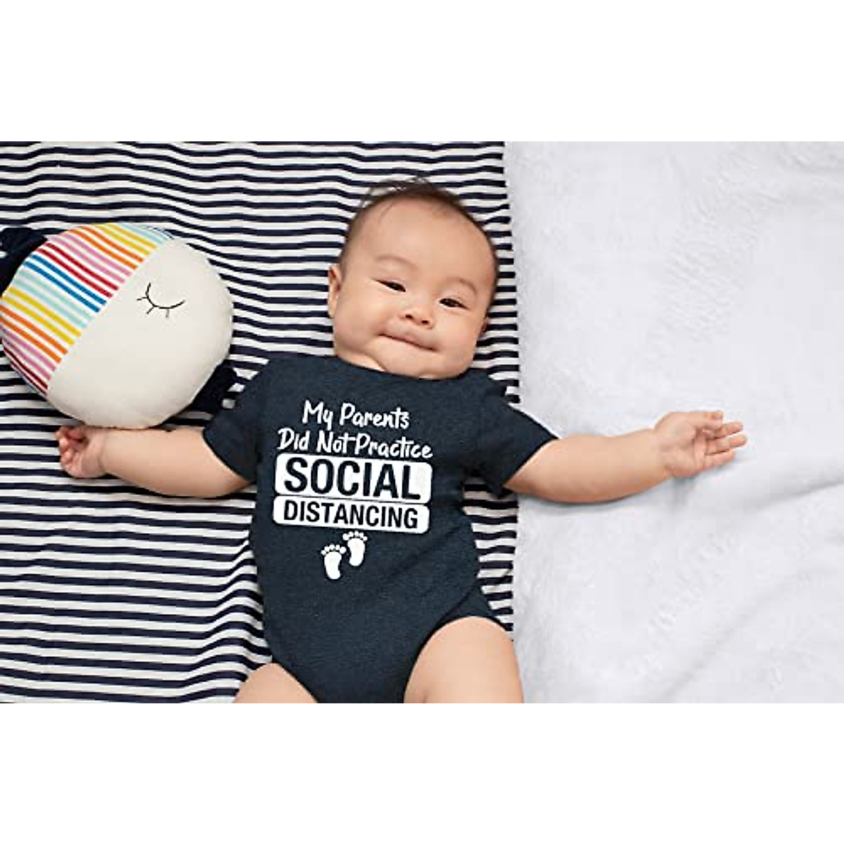Unordinary Toddler my parents did not practice social distancing newborn baby funny quarantine announcements bodysuit (Charcoal Black, 3-6 Months)