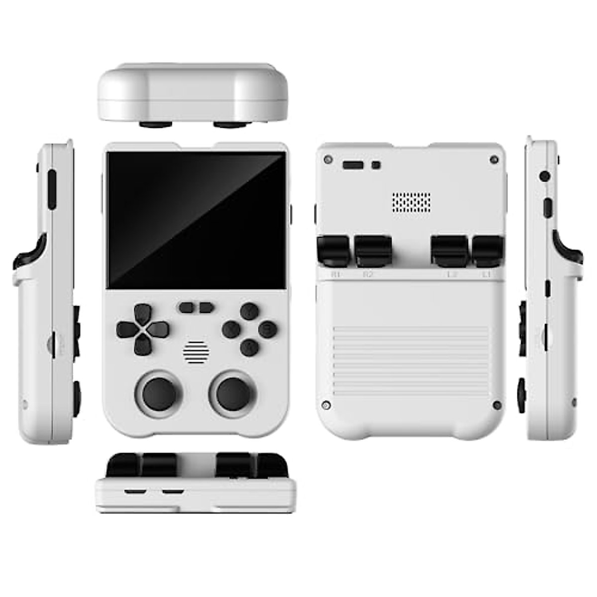 XU10 Retro Handheld Game Consoles, 3.5 inch IPS Screen, XU10 with a 64G Card Pre-Loaded 8000 Games, Support 20+ Kinds of Games Formats, with 3000 mAh battery life 6-8 hours White