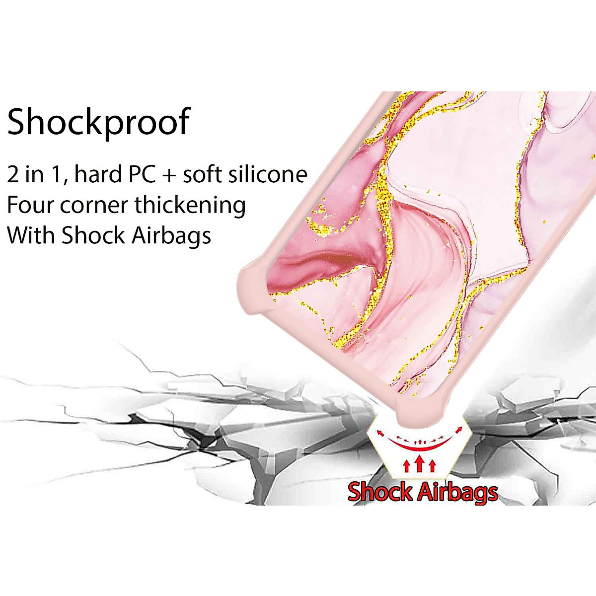 Aroepurt Case for Vortex HD65 Case Compatible with Vortex HD65 Phone Case Cover [with Tempered Glass Screen Protector][Hard PC + Soft Silicone][Ring Support] [Gold Glitter+Luminous] JSF-FDL