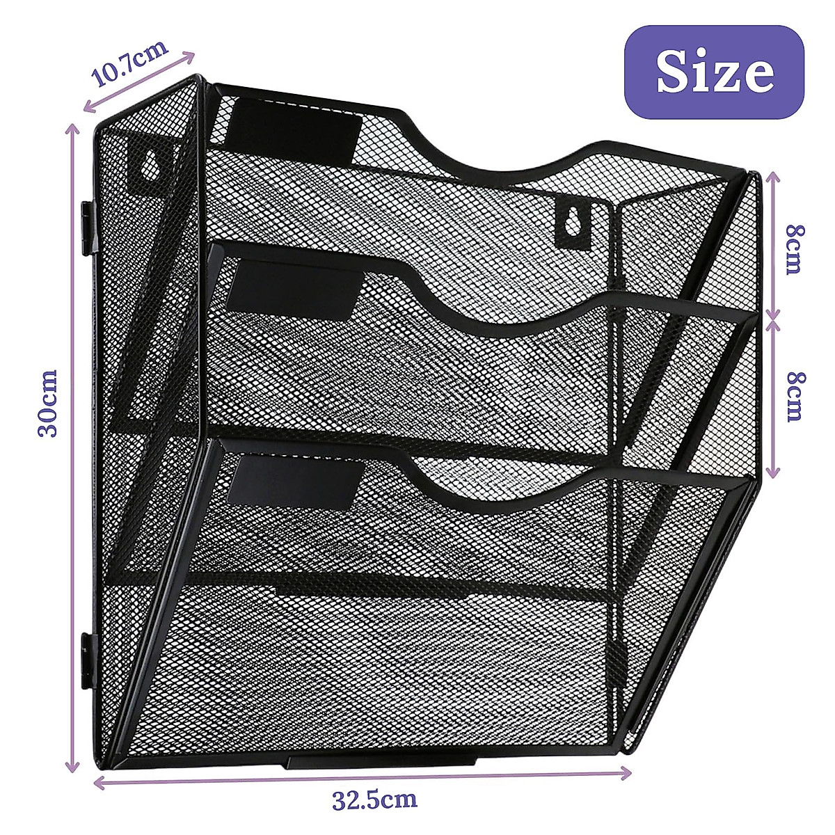 EXOFC 2Pack 3 Pockets Wall File Organizer,Mail Organizer Magazine Holder,Vertical Wall Mounted Mesh Hanging File Holder,Paper Organizer Mail Holder Magazine Rack for Home Office(Black)