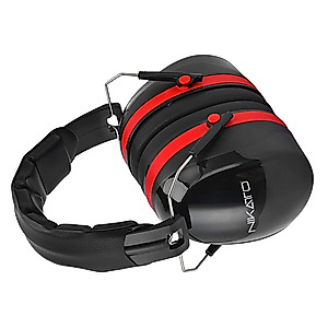 NIKATTO Noise Reduction Earmuffs/Professional Ear Defenders/Luxury Folding / 26 DB/Construction/Work/Black and Red