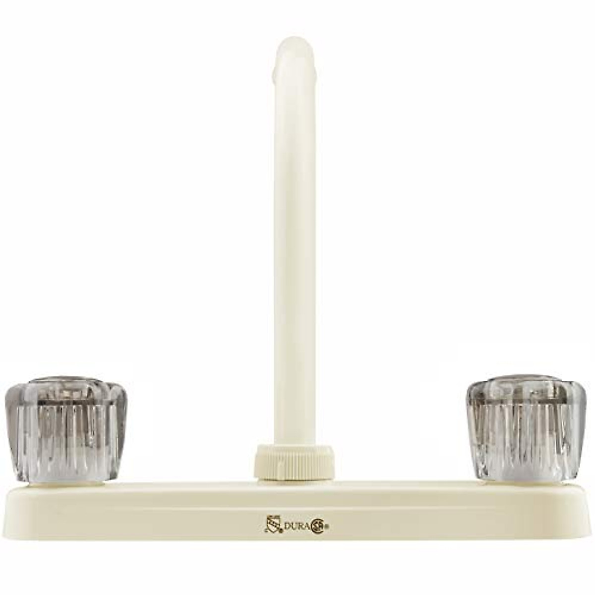 Dura Faucet DF-PK210S-BQ Hi-Rise RV Kitchen Sink Faucet with Smoked Acrylic Knobs (Bisque Parchment)