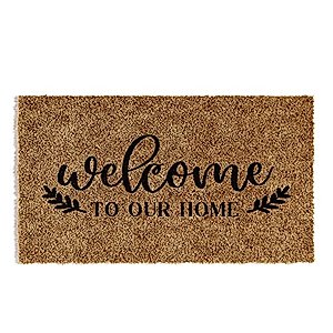 Barnyard Designs ‘Welcome to Our Home’ Doormat Welcome Mat for Outdoors, Large Front Door Entrance Mat, 30x17, Brown