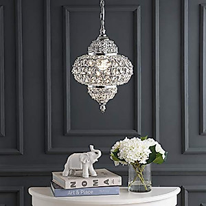 JONATHAN Y JYL6111A Juliette 12" Crystal/Metal LED Chandelier Pendant Chandelier Pendant Glam Contemporary Transitional Dimmable Dining Room Living Room Kitchen Foyer Bedroom Hallway