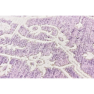 Unique Loom Traditional Classic Intricate Design Distressed Vintage Detail, Area Rug, 4 ft x 6 ft, Purple/Ivory