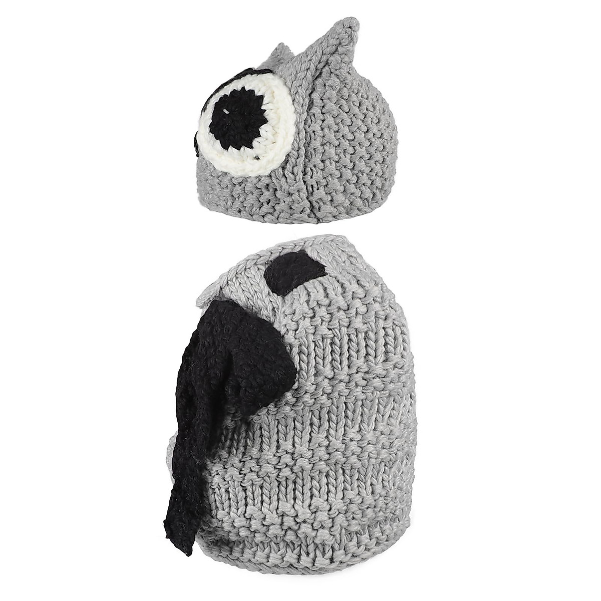 2 Pieces Kids Winter Warm Knitted Hats and Scarf Set Cute Owl Knit Beanie Hat with Scarf for Boys Girls 3-9 Year (Gray)