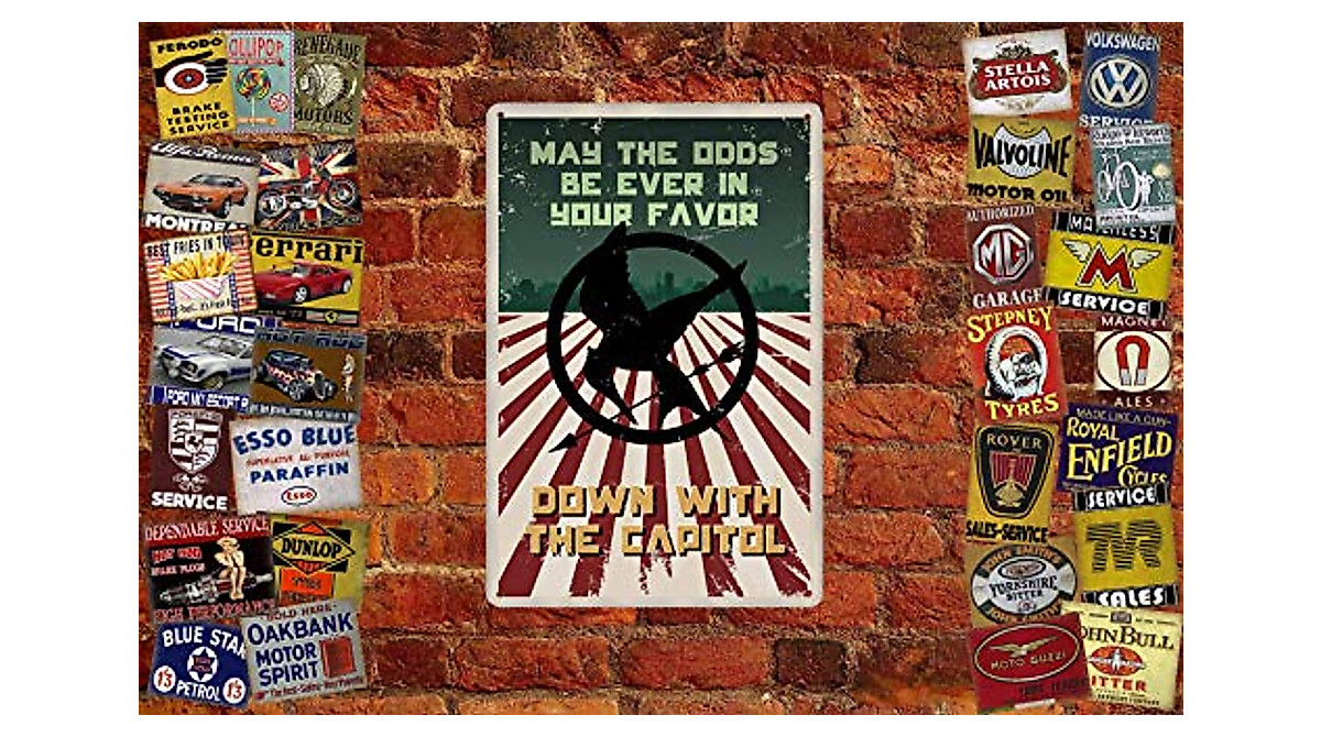 Hunger Games Metal Wall Decor Sign - Durable 8x12 Inch Tin Sign