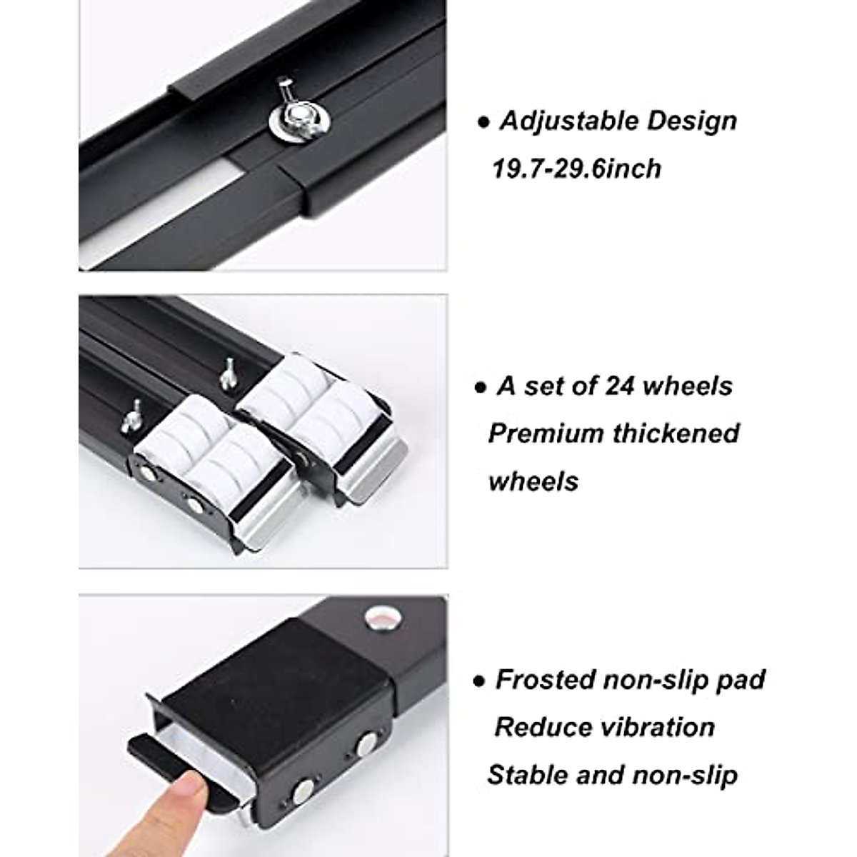 More In Two Adjustable Mobile Stand Base with Telescopic Furniture Dolly Stand with Brake, Firm, Non-Slip, With Wheels, Suitable for Refrigerator Base, Dryer Base, Washing Machine Base, Black