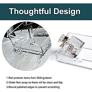 YestBuy Acrylic Floating Wall Display Shelves，Clear Bathroom Shelves, Wall Mounted Non Drilling Thick Clear Storage, Display Shelves