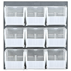 Quantum Storage Systems QLP-1819-230-9CL Gray Louvered Panels Complete Package with Bins, 18" L x 19" H, Clear