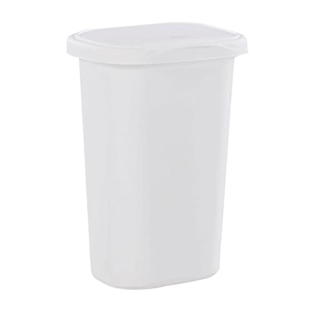 Rubbermaid 13.25 Gallon Rectangular Spring-Top Lid Kitchen Wastebasket Trash Can for Tall Trashbags, White (3-Pack)