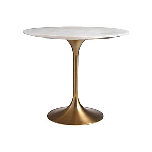 White Marble Top and Gold Tulip Dining Table, Mid Century Modern Dining Table, Dining Room Table, Kitchen Dining Table for Living Room Home Decor