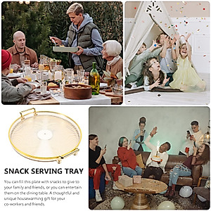 CALLARON Plastic Tray Plastic Tray Decorative Round Serving Tray with Handles Modern Decorative Tray Serving Platter Fruit Dessert Plate Cake Dish Perfume Tray for Vanity Coffee Table