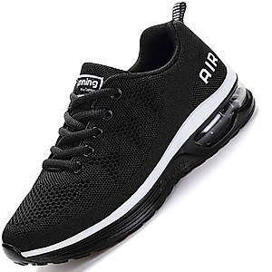 MAFEKE Women Tennis Running Shoes Lightweight Breathable Walking Sneakers (Black US 9 B(M)