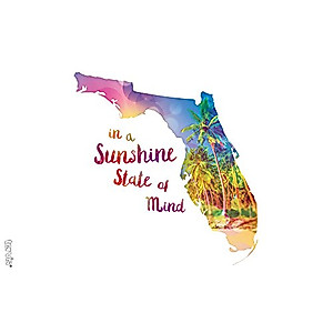 Tervis Florida Sunshine State Of Mind Made in USA Double Walled Insulated Plastic Tumbler Travel Cup Keeps Drinks Cold & Hot, 16oz, Blue Lid
