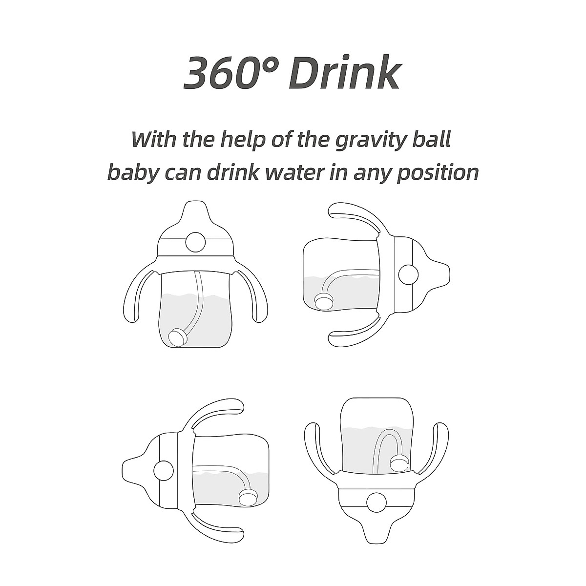 Piifur Tritan Sippy Cup with Storage Lid for 6-18 Months Leak Proof, Weighted Straw Learner Cup with Handle for Baby 8 Ounce (Pink)