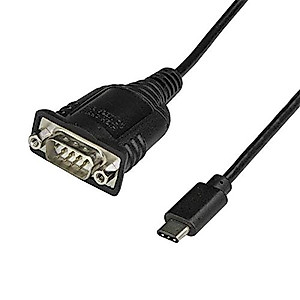 StarTech.com USB C to Serial Adapter Cable with COM Port Retention - 16" (40cm) USB Type C to RS232 (DB9) Serial Converter Cable - for PLCs, Scanners, Printers - Windows/Mac/Linux (ICUSB232PROC)